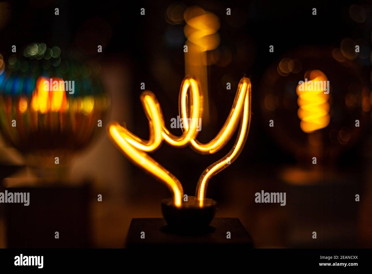 modern led lights of different shapes and colors Stock Photo - Alamy