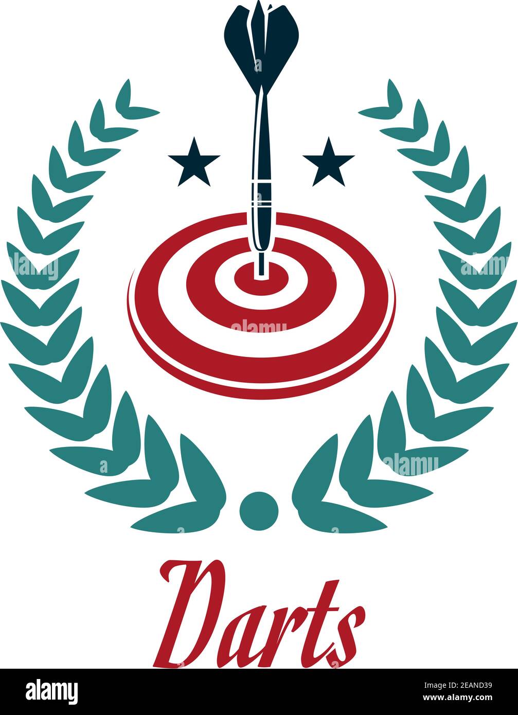Darts sporting emblem with dartboard, laurel wreath and darts in ...
