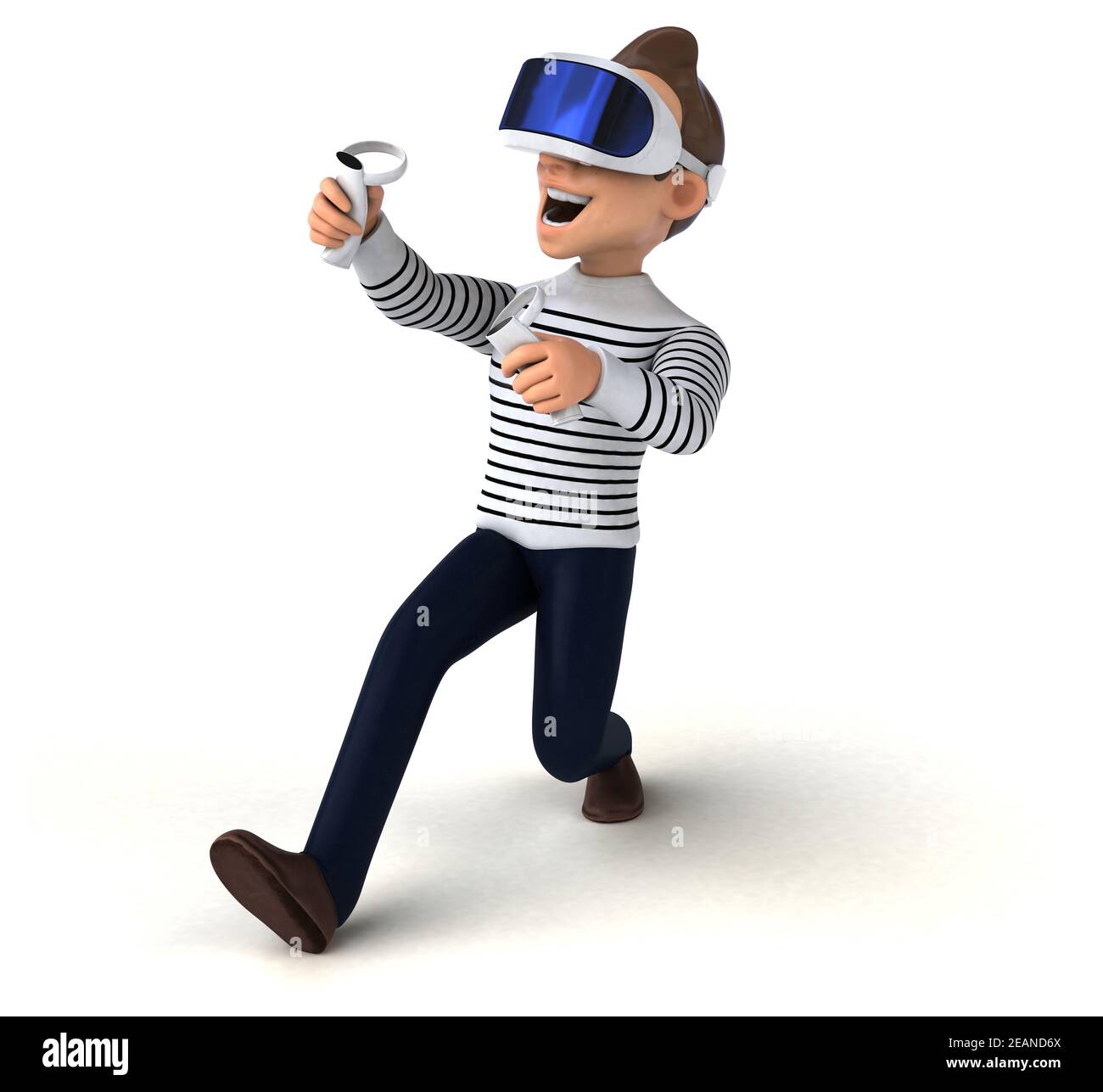 Fun 3D illustration of a cartoon man with a VR helmet Stock Photo - Alamy