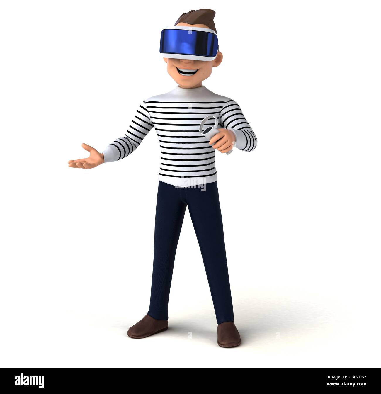 Fun 3D illustration of a cartoon man with a VR helmet Stock Photo - Alamy