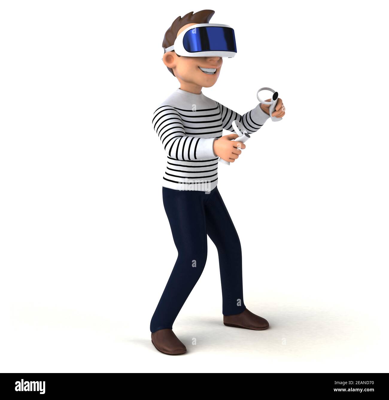 Fun 3D illustration of a cartoon man with a VR helmet Stock Photo - Alamy