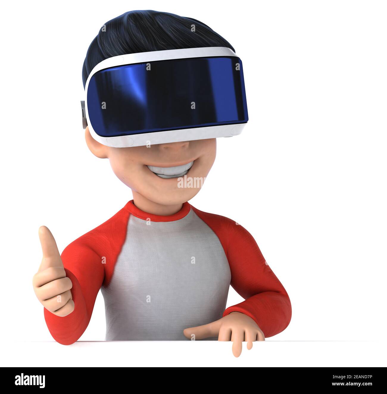 Fun 3D illustration of a cartoon kid with a VR helmet Stock Photo - Alamy
