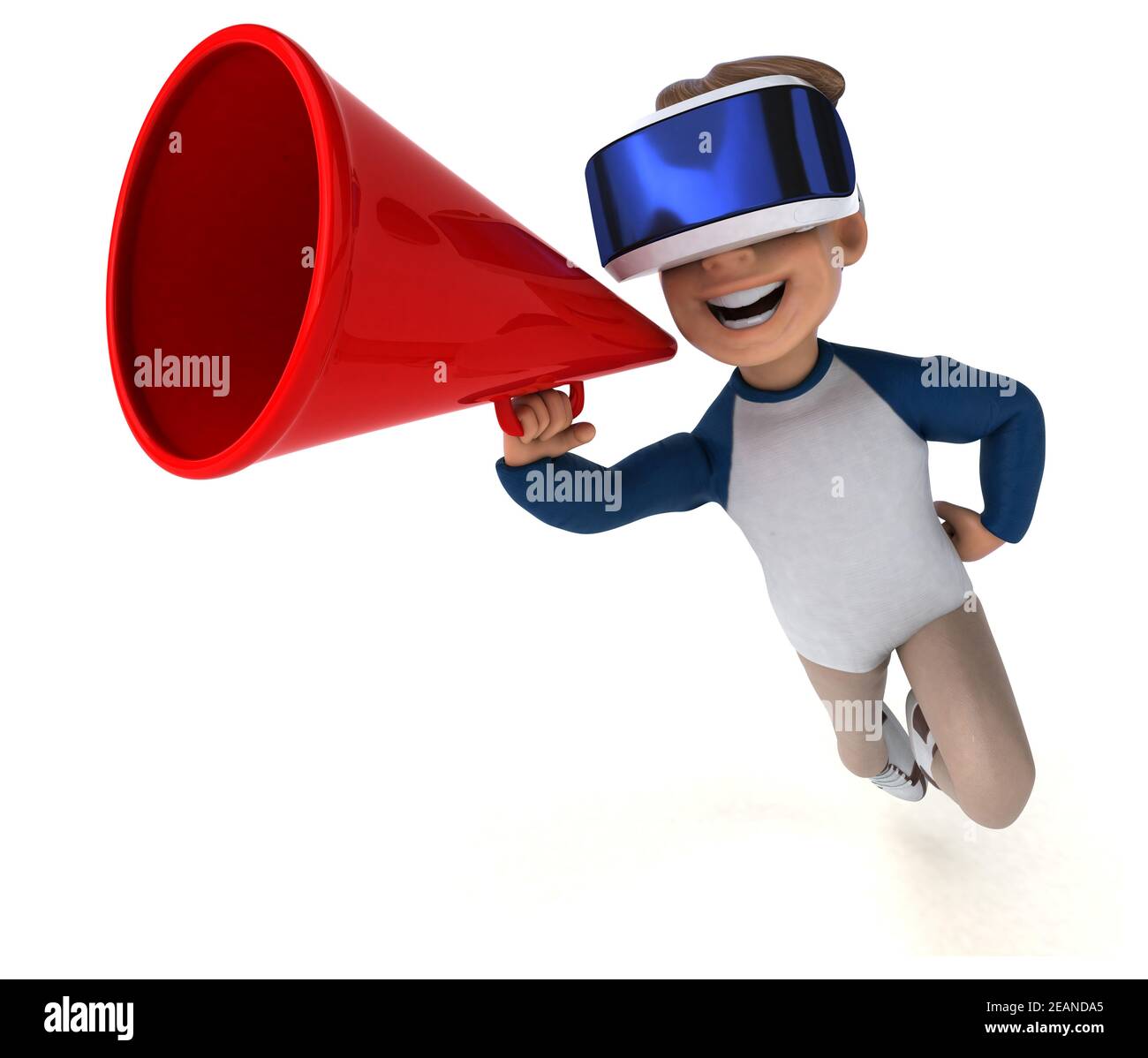 Fun 3D illustration of a cartoon kid with a VR helmet Stock Photo - Alamy