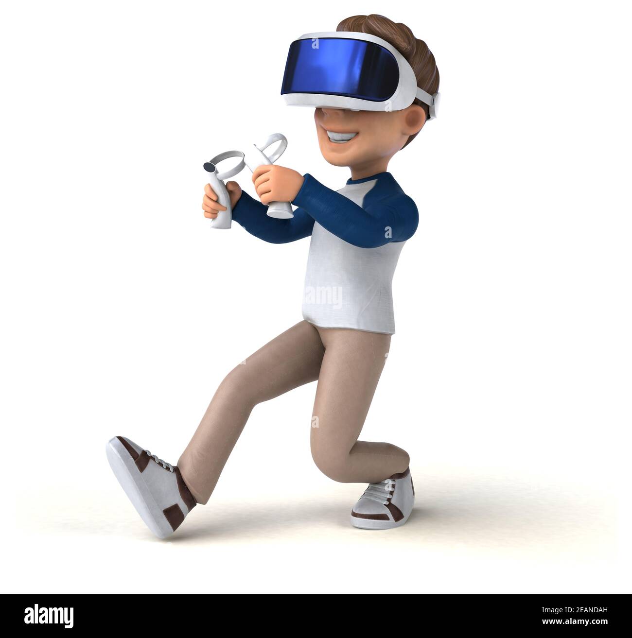 Fun 3D illustration of a cartoon kid with a VR helmet Stock Photo - Alamy