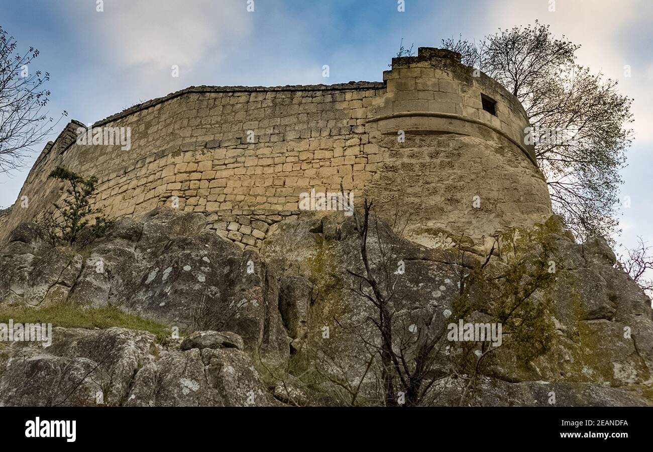old limestone house on a cliff on the edge of a cliff Stock Photo - Alamy