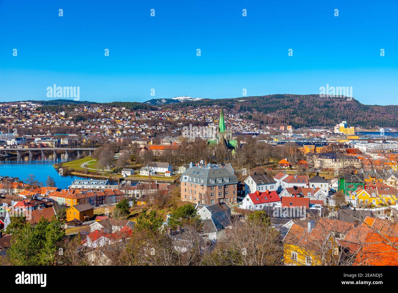 Aerial view of the historical center of Trondheim, Norway Stock Photo ...