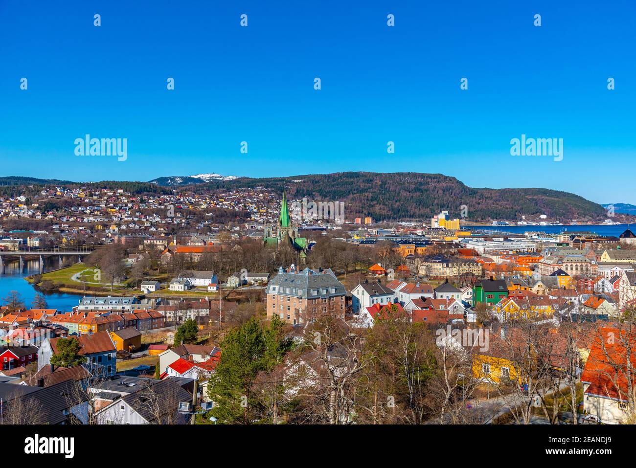 Aerial view of the historical center of Trondheim, Norway Stock Photo ...