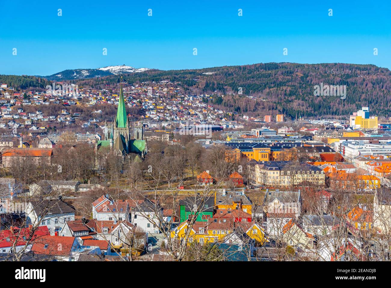 Aerial view of the historical center of Trondheim, Norway Stock Photo ...