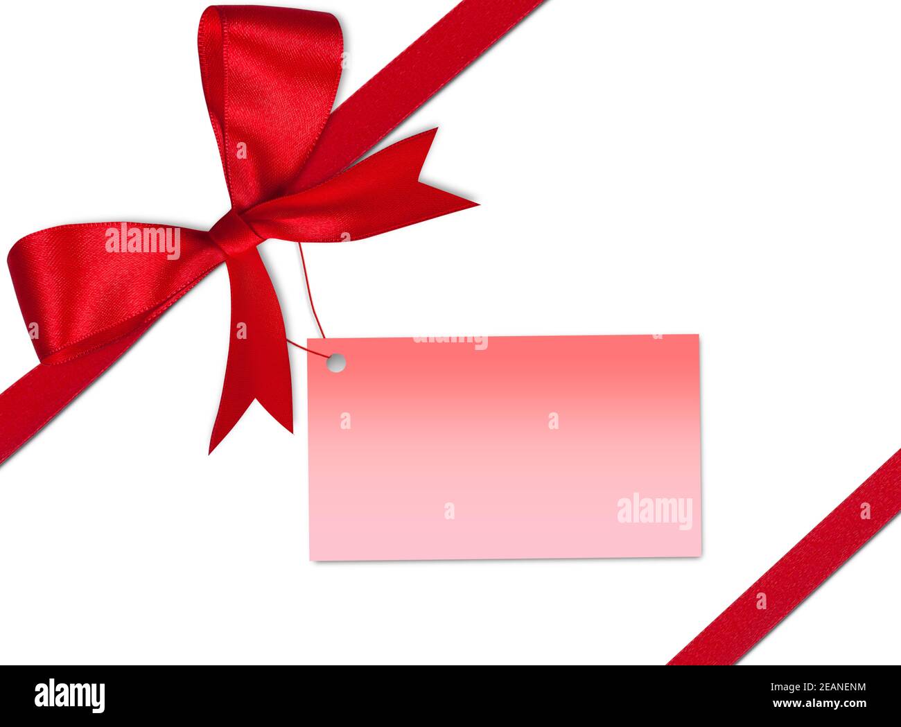 Gift card note with ribbon on isolated background Stock Photo - Alamy