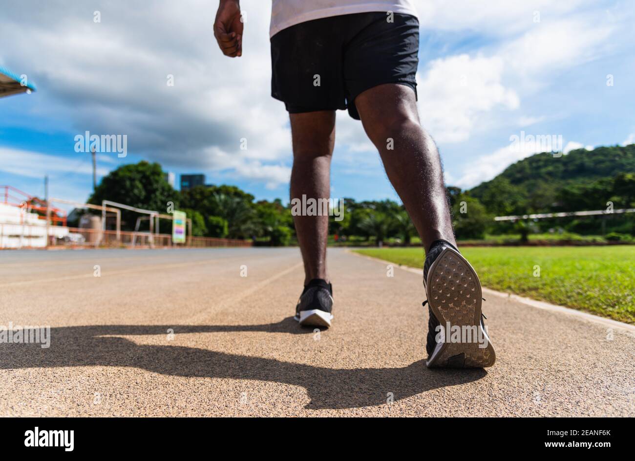 sport runner black man wear feet active ready to running training Stock ...