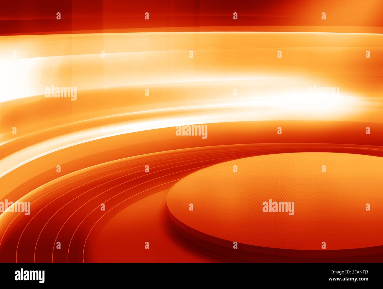 High tech and modern 3d studio space with big round stage concept ...