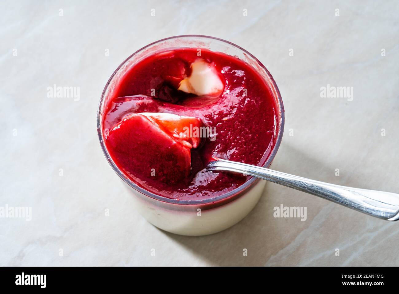 Delicious Italian Dessert Raspberry Panna Cotta with Berry Sauce. Ready ...