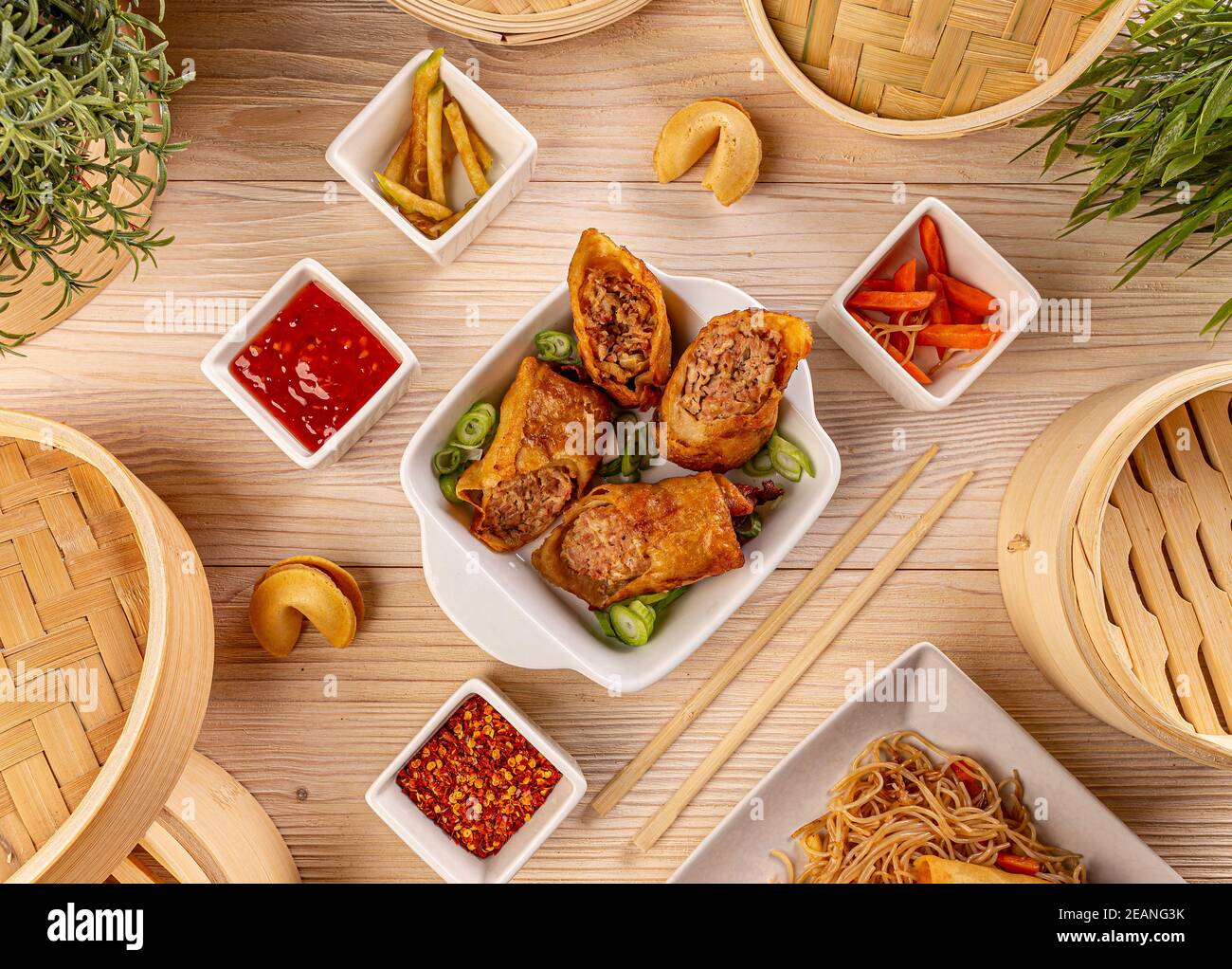 Fried duck spring rolls Stock Photo - Alamy