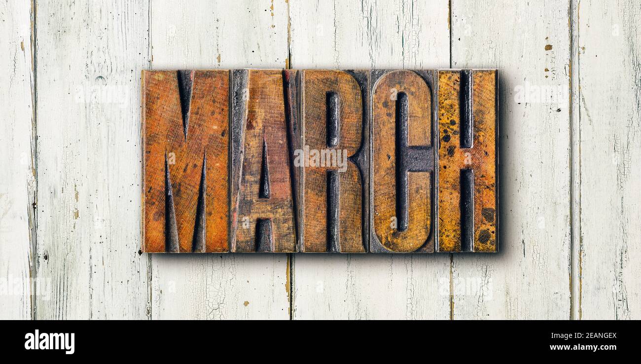 Vintage white wood calendar march hi-res stock photography and images ...