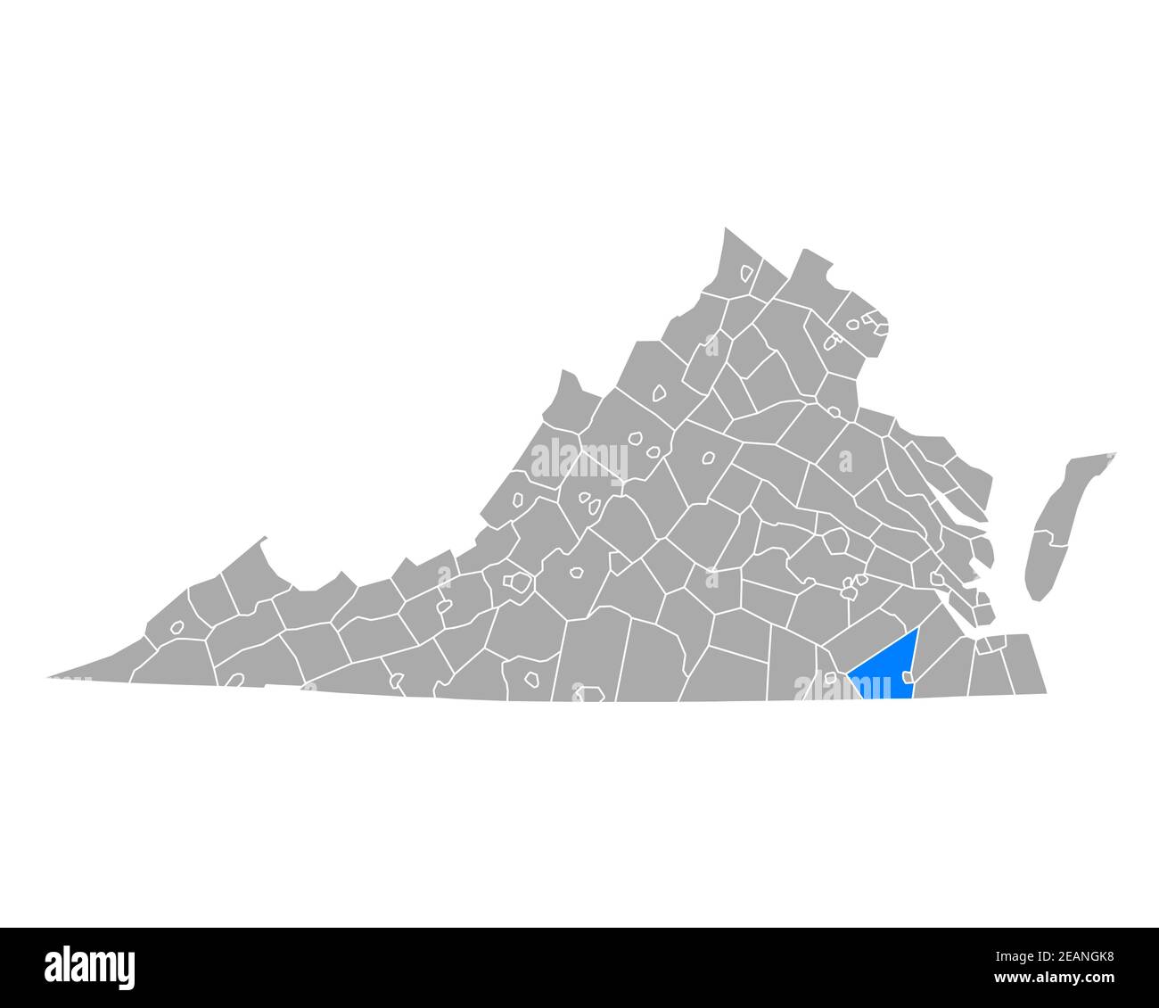 Map of Southampton in Virginia Stock Photo - Alamy