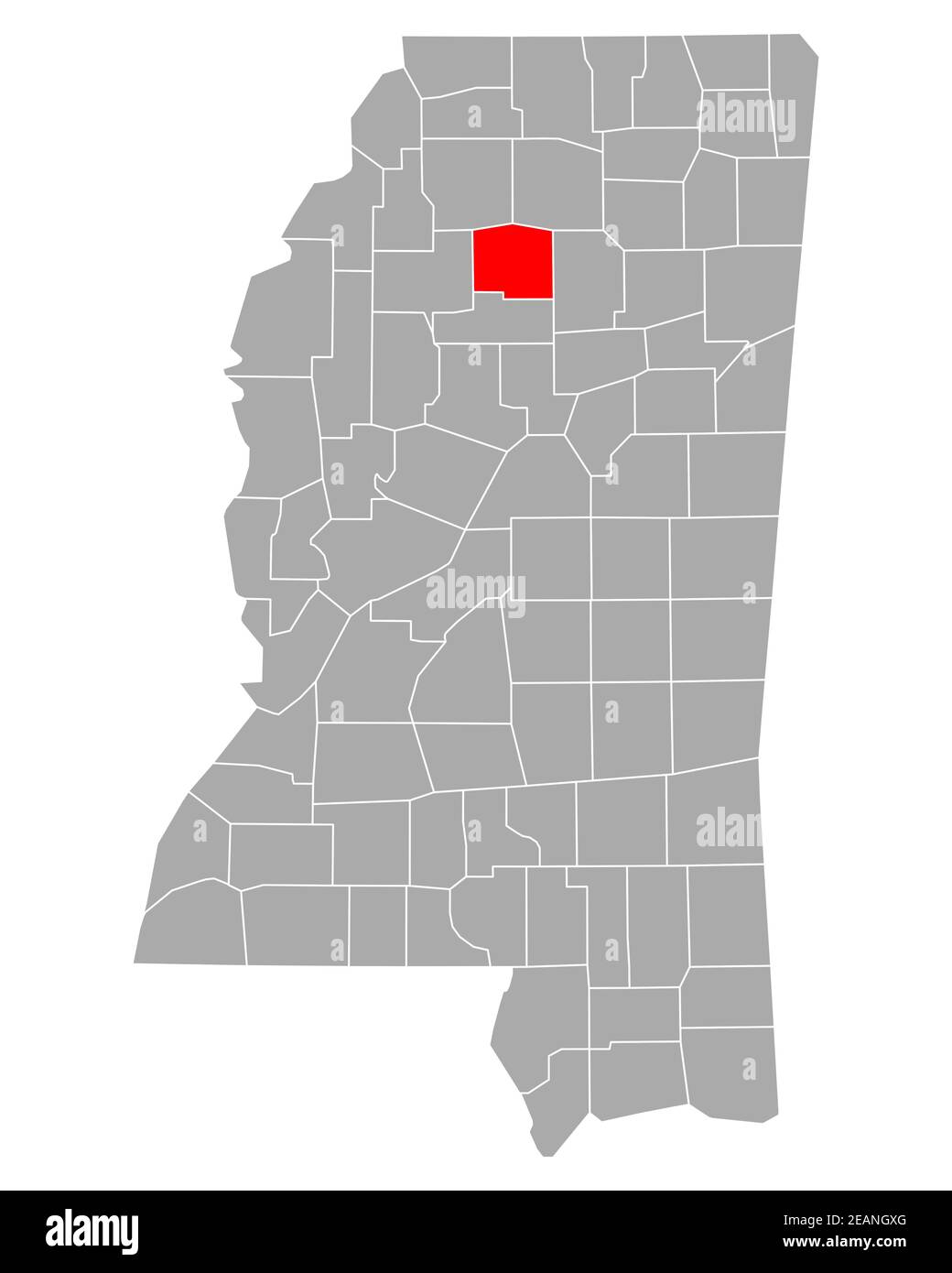 Map of Yalobusha in Mississippi Stock Photo - Alamy