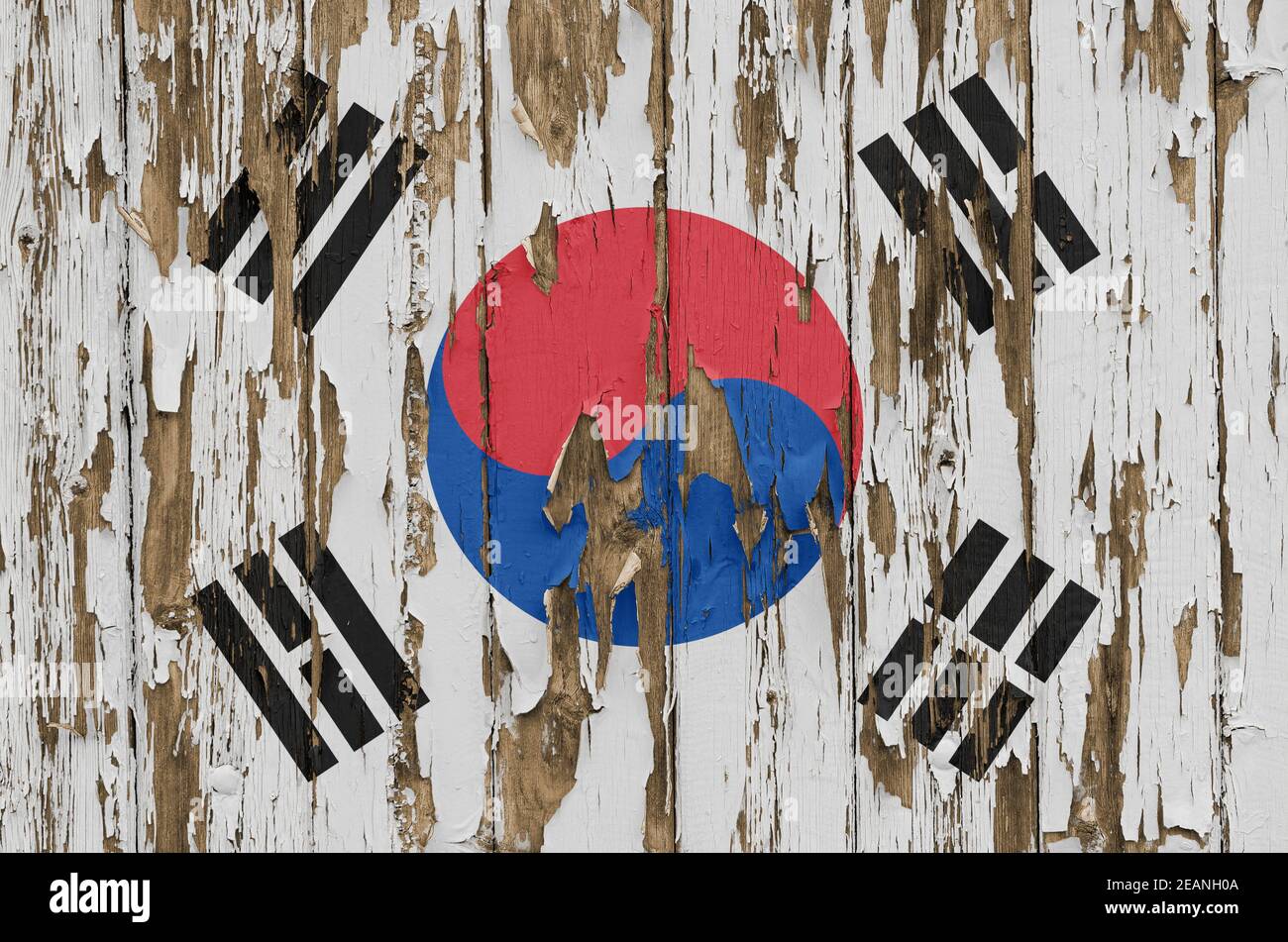 Flag of South Korea on a weathered wooden wall Stock Photo - Alamy