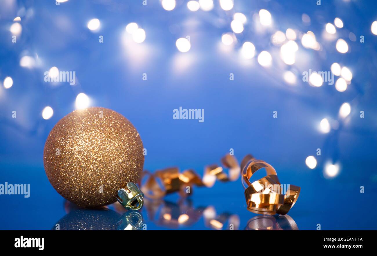 Magic golden holiday glitter background with Christmas decoration Stock ...