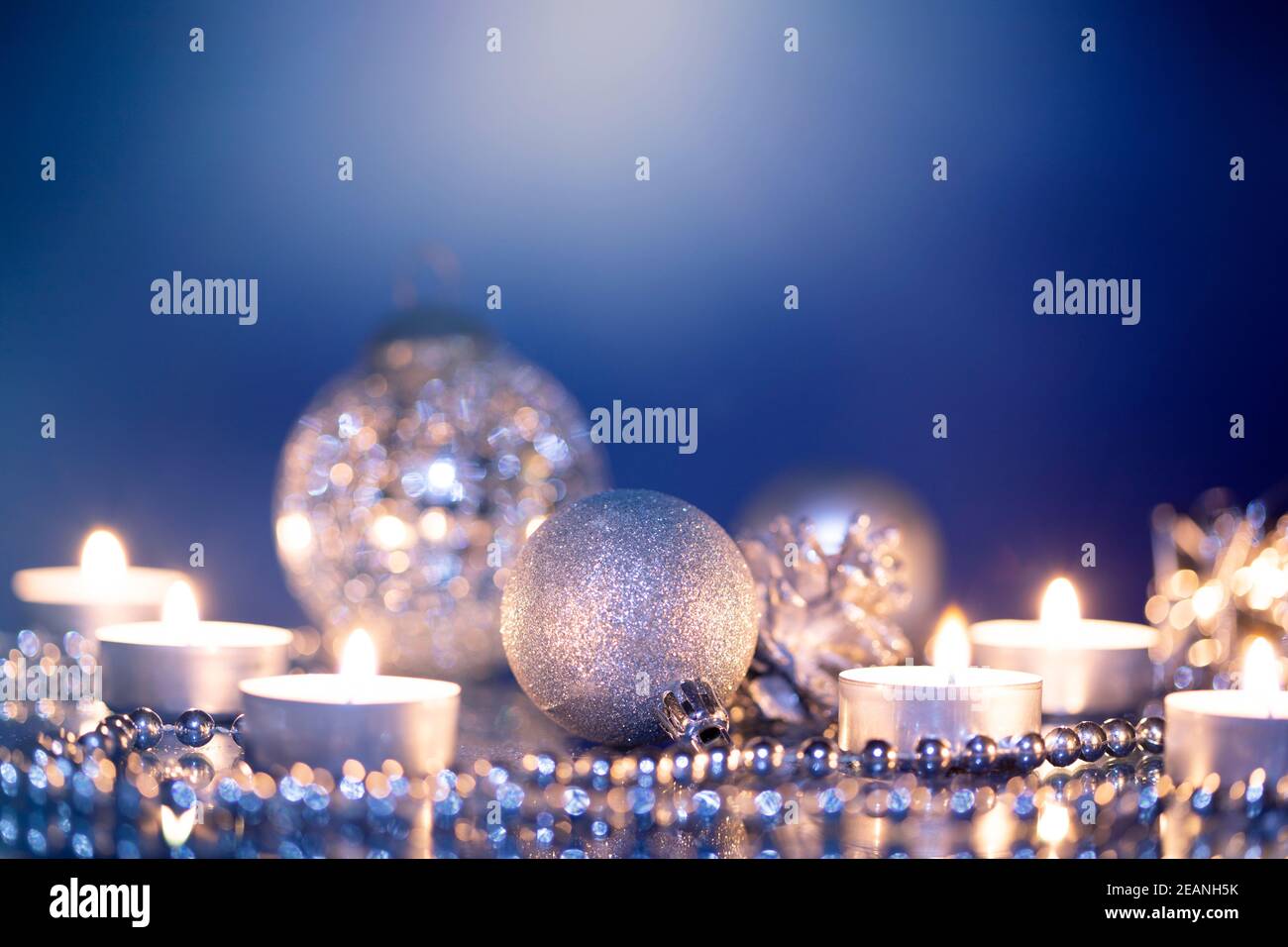 Magic silver holiday glitter background with Christmas decoration Stock Photo - Alamy