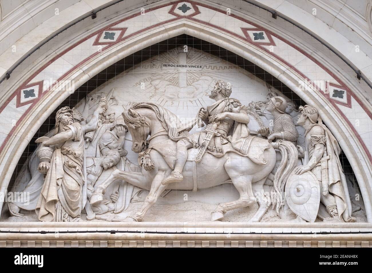 Sculpted lunette containing a scene depicting the Vision of Constantine ...