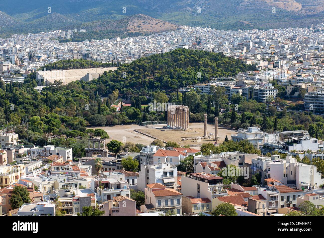 Aerial view of buildings and hills in Athens, Greece Stock Photo - Alamy