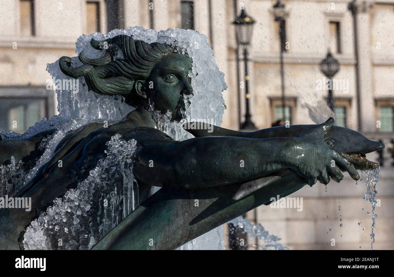 London, UK. 10th Feb, 2021. Photo taken on Feb. 10, 2021 shows icicles ...