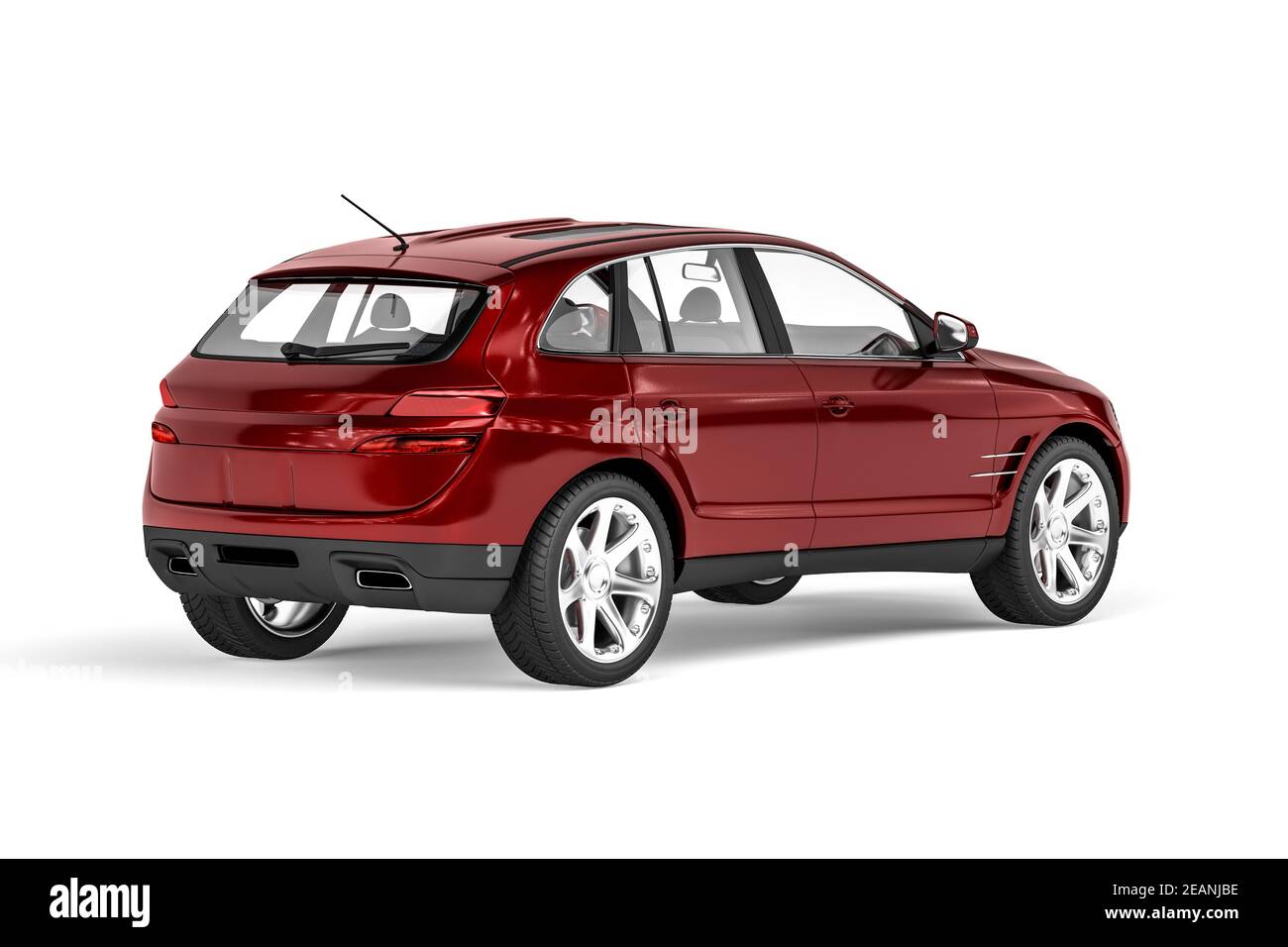 Small SUV car in metallic red isolated on a white background - 3D ...
