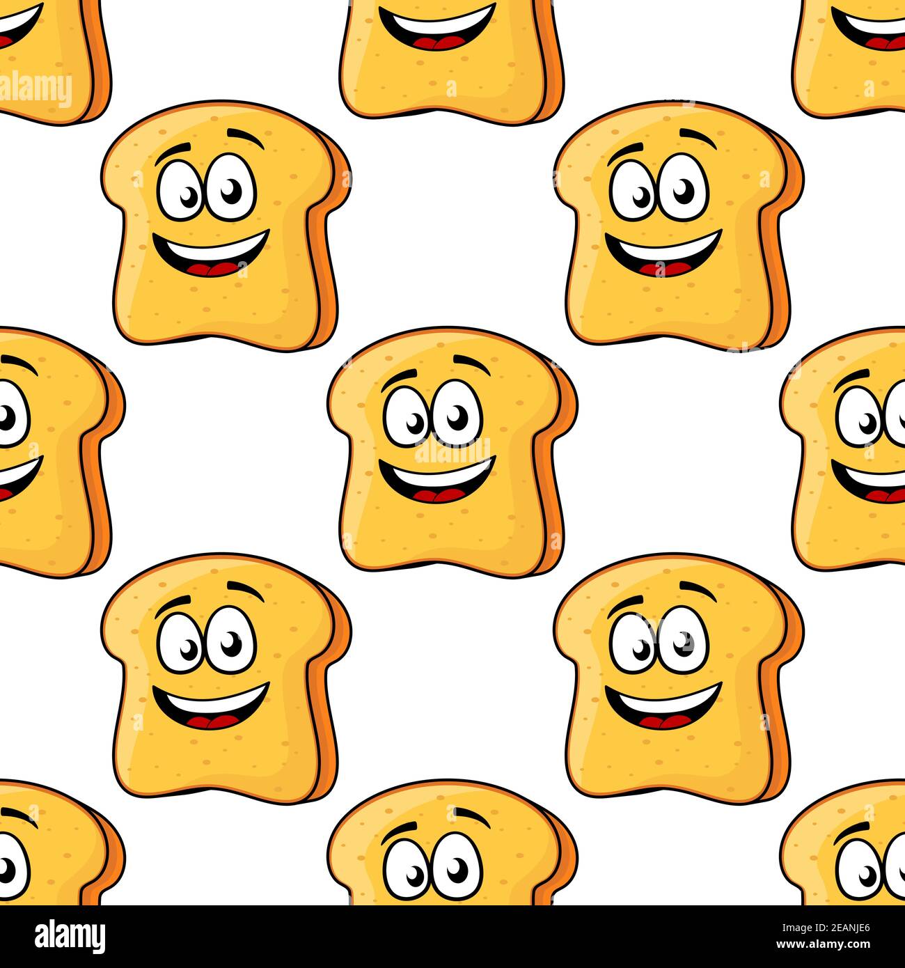 Seamless pattern of bread toast slices with happy cartoon character ...