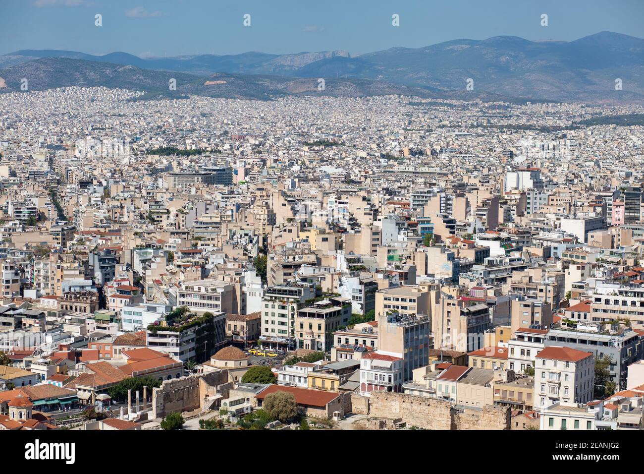 Aerial view of buildings and hills in Athens, Greece Stock Photo - Alamy