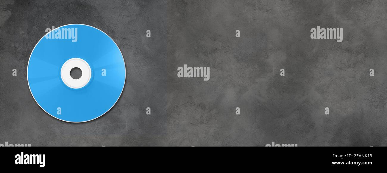 Blue CD - DVD mockup template isolated on concrete background banner ...