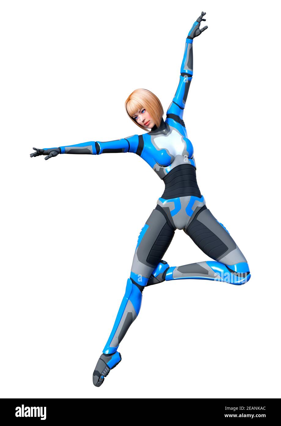 3D Rendering Female Robot on White Stock Photo - Alamy