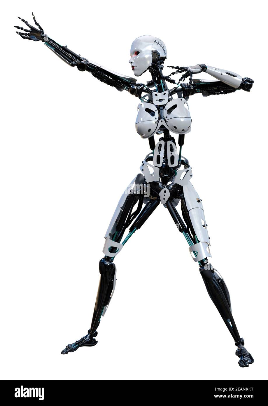 3D Rendering Female Robot on White Stock Photo - Alamy
