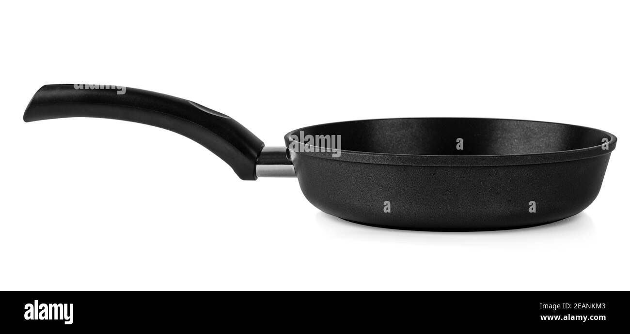 The black fry pan over white background Stock Photo - Alamy