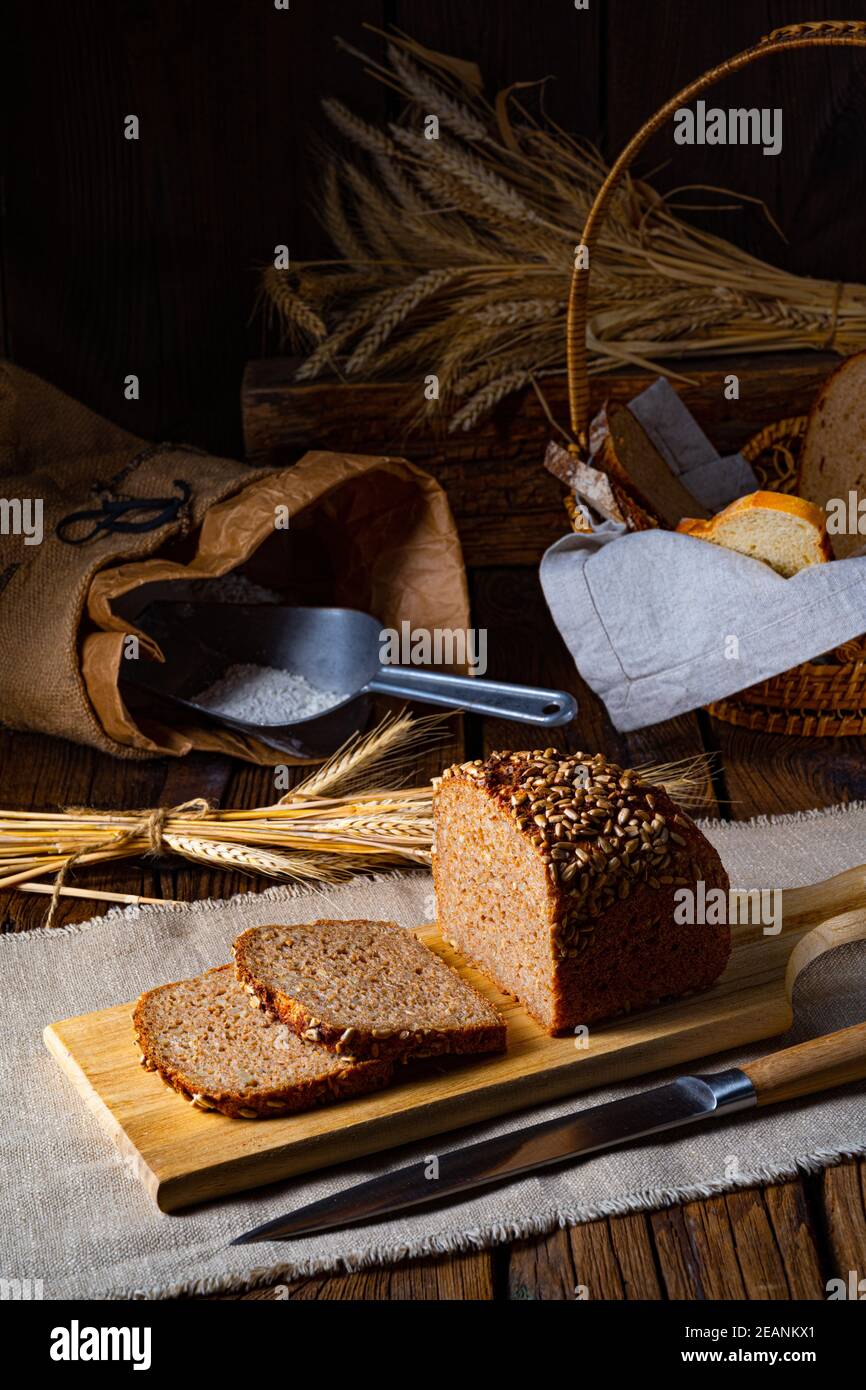 Moist wholemeal bread, crushed or ground whole grain Stock Photo - Alamy
