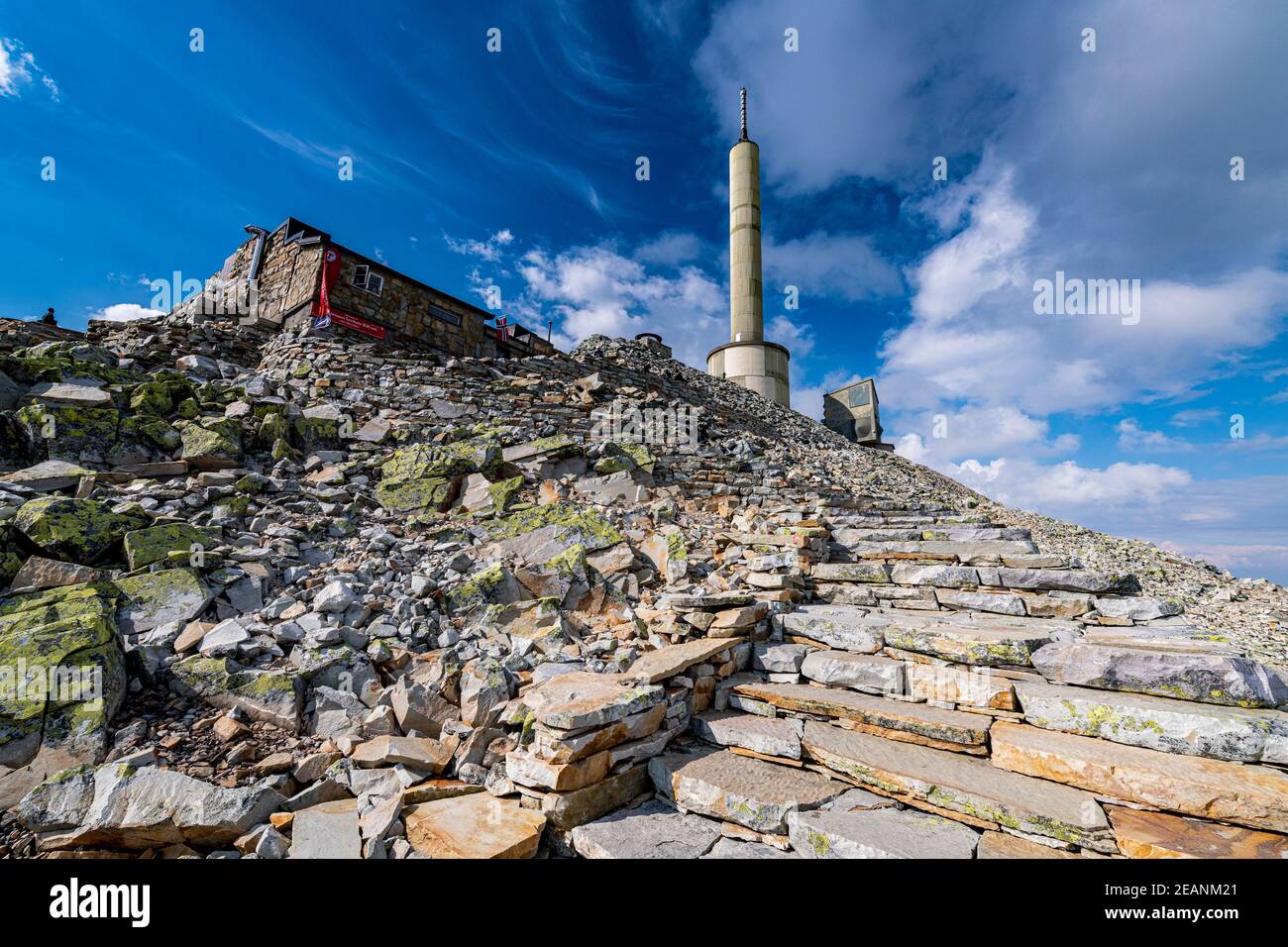 Summit installation on Gausta (Gaustatoppen), highest mountain in ...
