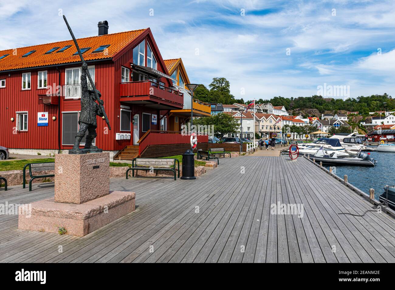 Harbour of the historic harbour town of Grimstad, Agder County, Norway ...