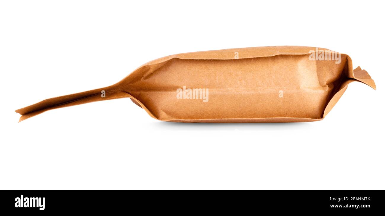 The Brown craft paper bag packaging template isolated Stock Photo - Alamy