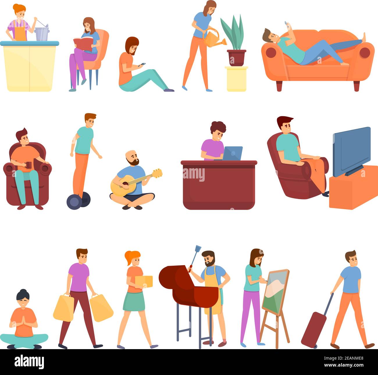 Weekend icons set. Cartoon set of weekend vector icons for web design ...