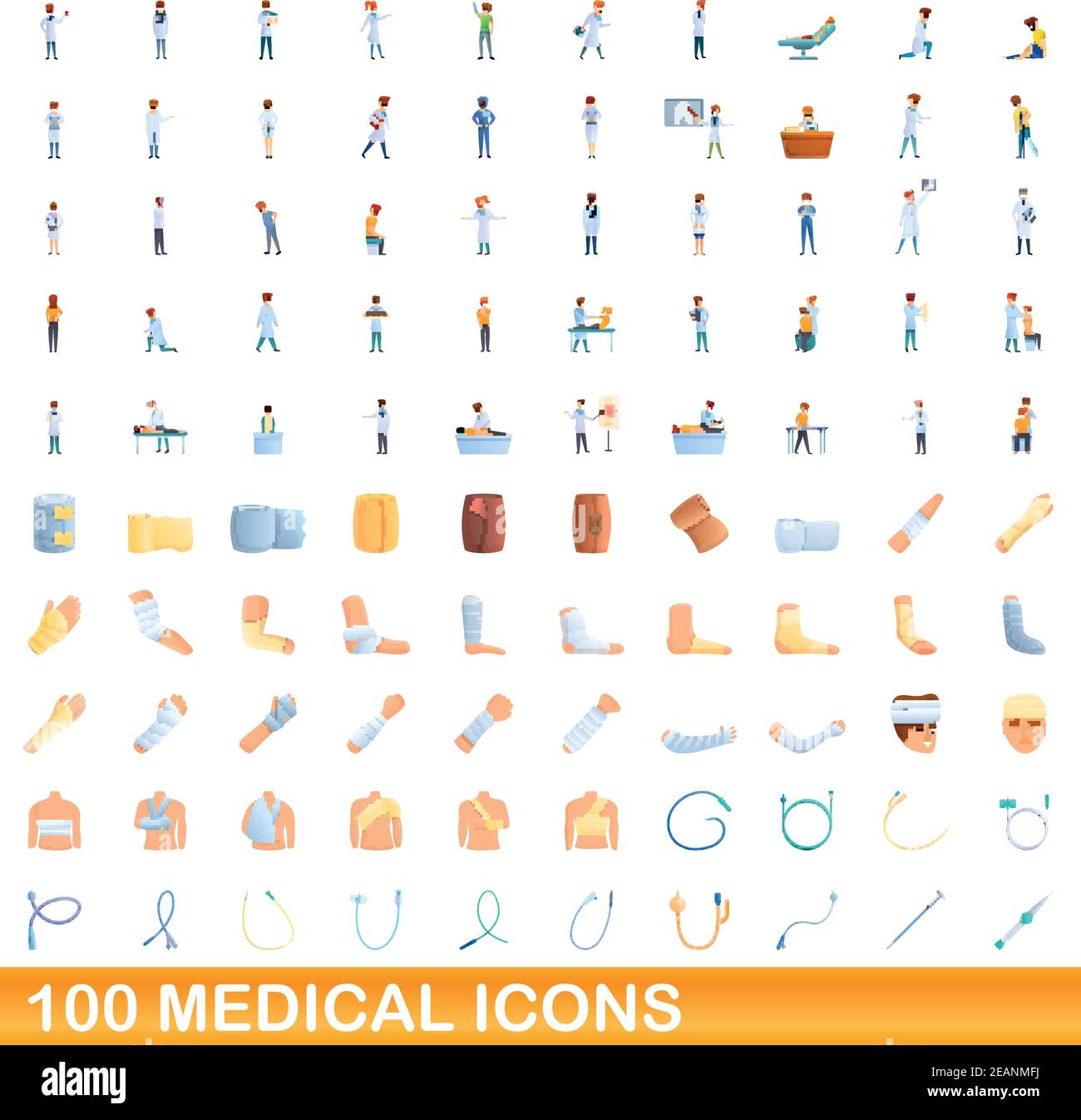 100 medical icons set. Cartoon illustration of 100 medical icons vector ...