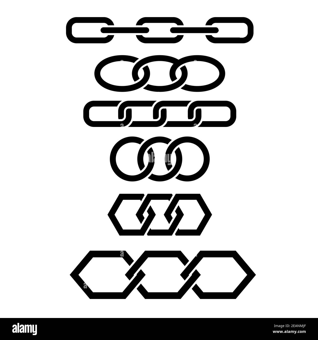 Set of Different Chain Isolated on White Background Stock Photo - Alamy