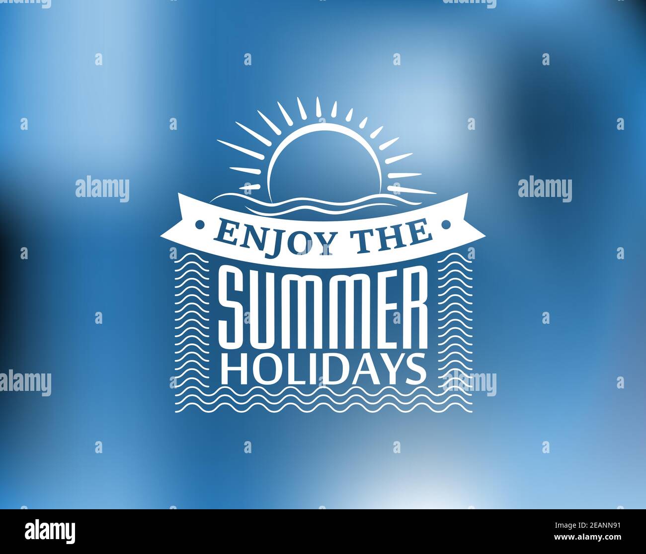 Summer Holidays poster or banner design with a sun, waves, island beach ...