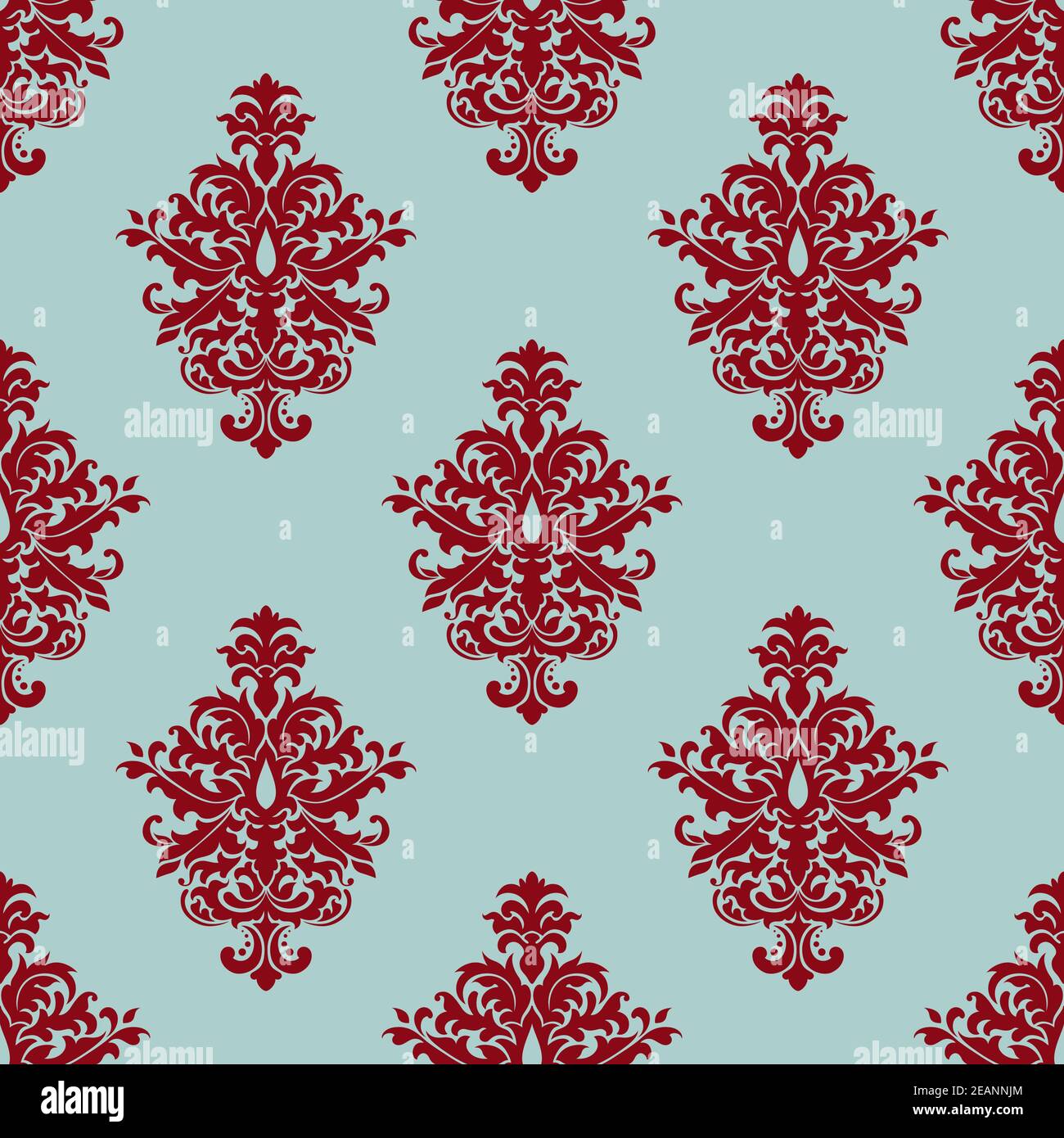 Floral retro maroon, dark red or crimson seamless pattern, on aqua ...