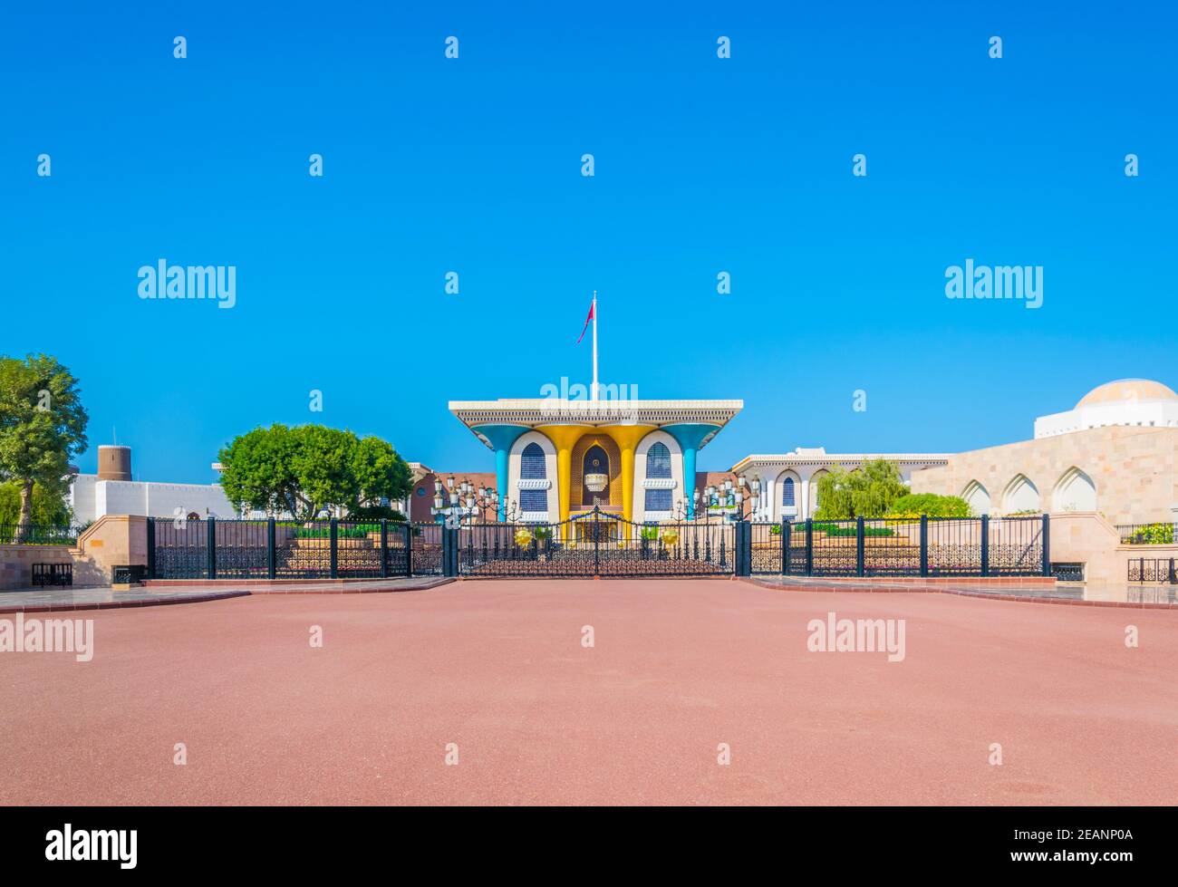View of the Al Alam palace in the old town of Muscat which is the ...