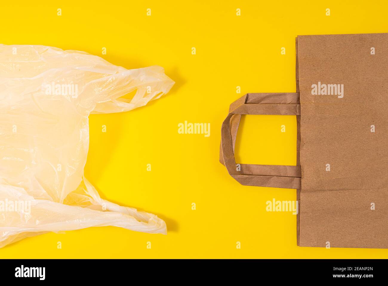 plastic bag and recycled paper bag Stock Photo - Alamy