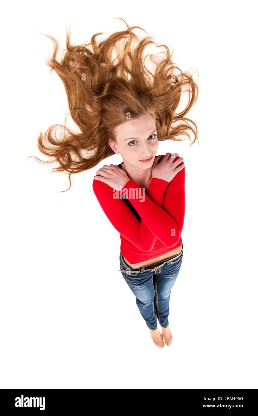 Young woman arms wide Cut Out Stock Images & Pictures - Alamy