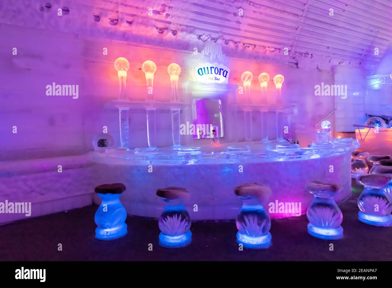 Aurora Ice Museum and Bar at Chena Hot Springs in Fairbanks, Alaska is ...