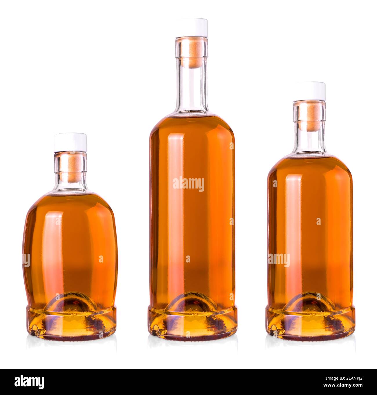 The set of Full whiskey bottle isolated on white background Stock Photo ...