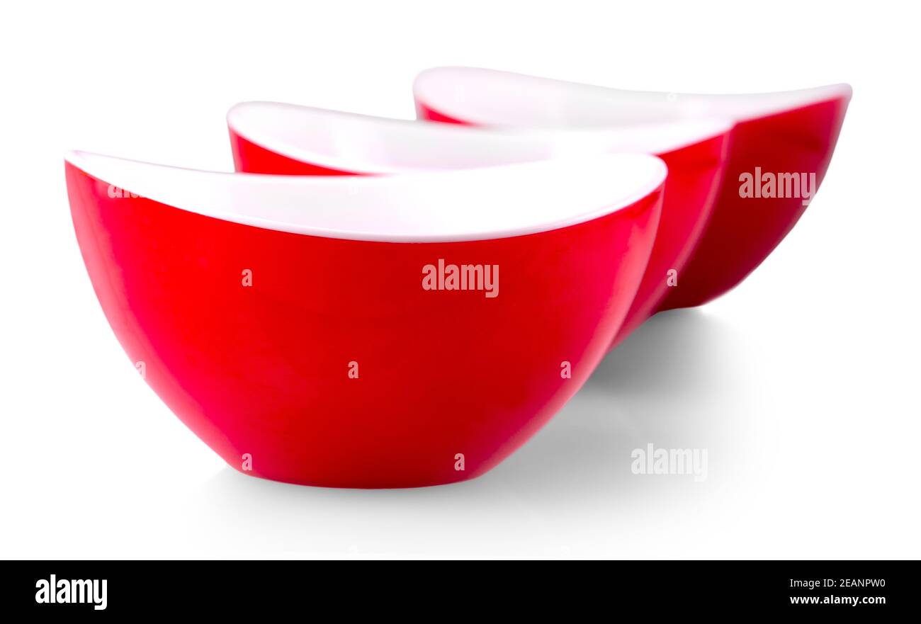 The three red plates on white Stock Photo - Alamy