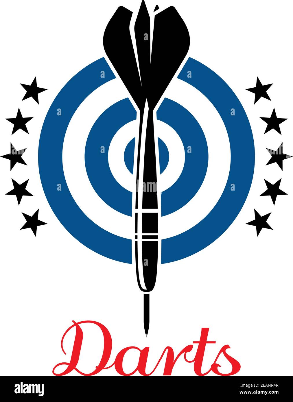 Darts emblem with dartboard, stars and darts for sport, competition ...
