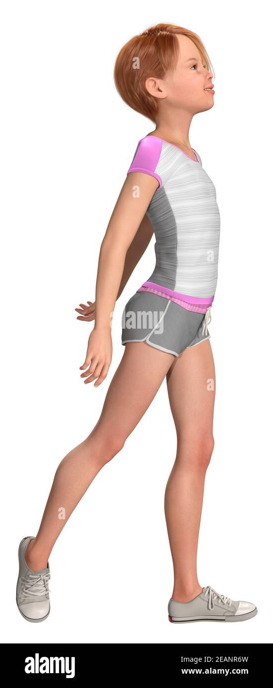 3D Rendering Little Girl on White Stock Photo - Alamy